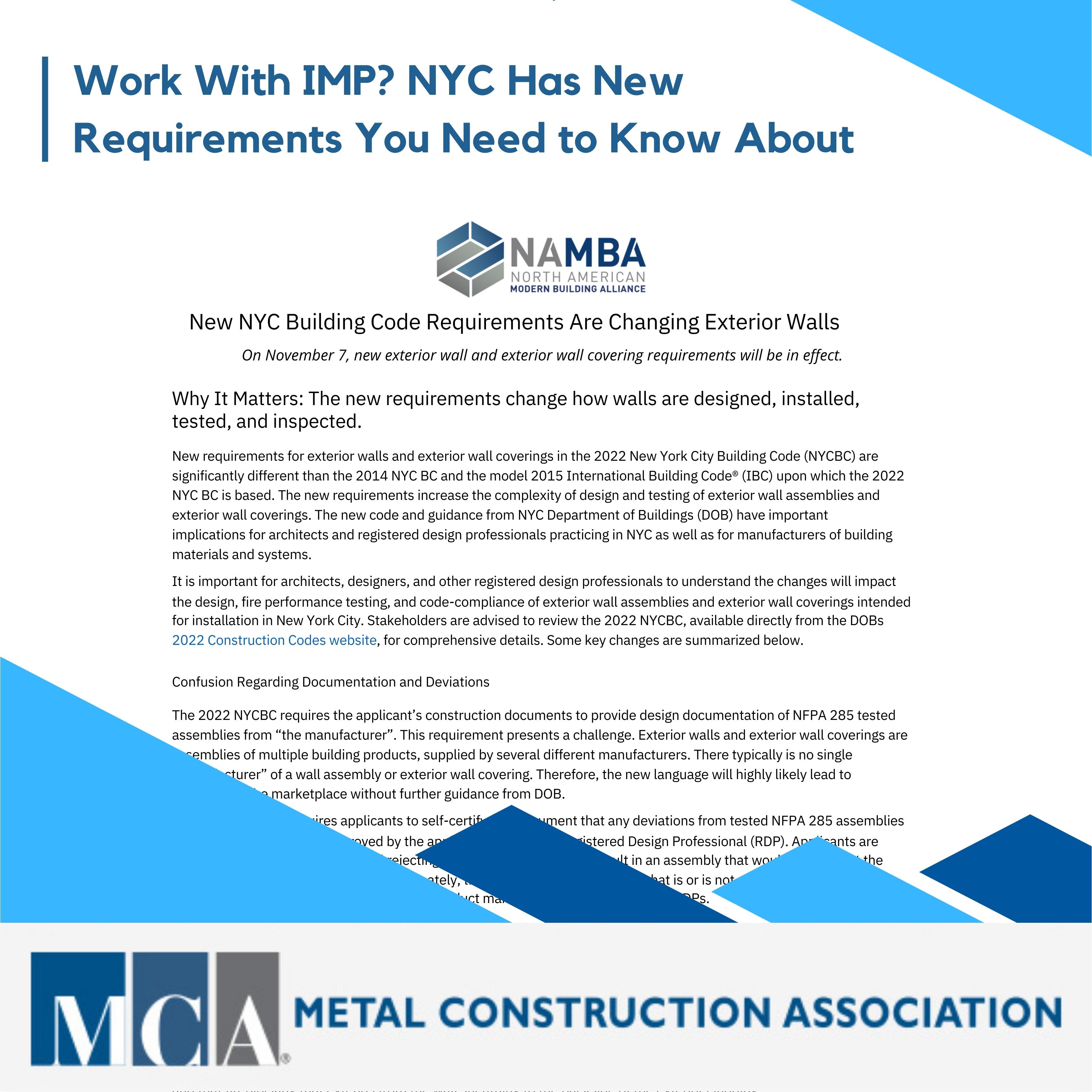 Work with IMP? NYC has New Requirements You Need to Know About | Metal ...